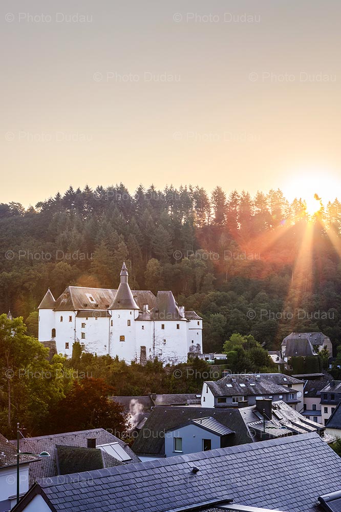 Clervaux Castle at sunrise in Luxembourg – Stock Images Luxembourg