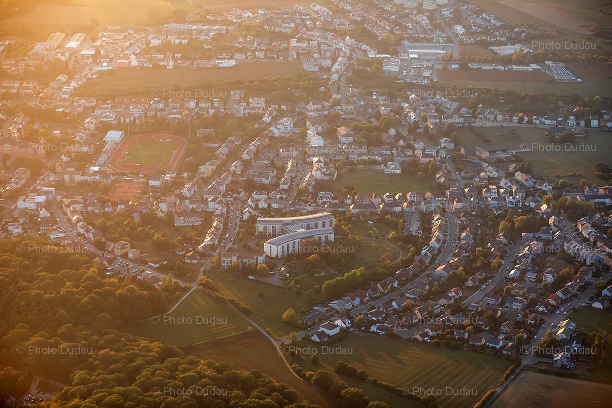 Aerial view of Dudelange at sunset – Stock Images Luxembourg