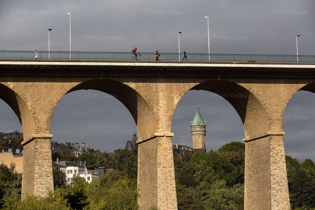 Passerelle Bridge and Spuerkees Tower – Stock Images Luxembourg
