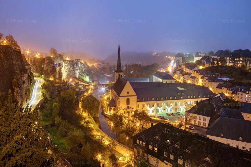 Luxembourg city Grund at night – Stock Images Luxembourg